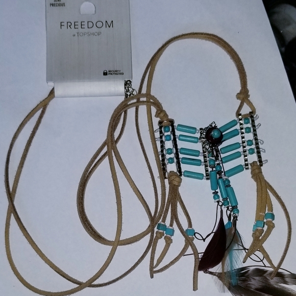 Topshop | Jewelry | 525 Tribal Native American Beaded Feather Necklace ...